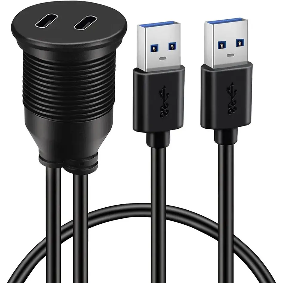 Waterproof Dual Port USB 3.0 Male To Type C Female Flush Sky Extension ...