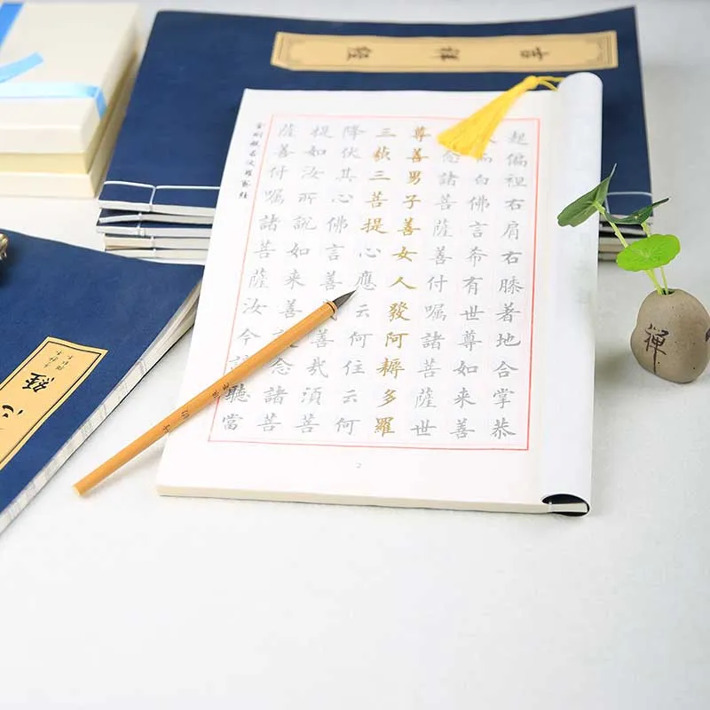 Chinese Calligraphy Copybook Set With Buddhist Scripture, Small Regular Script Pattern Brush ...
