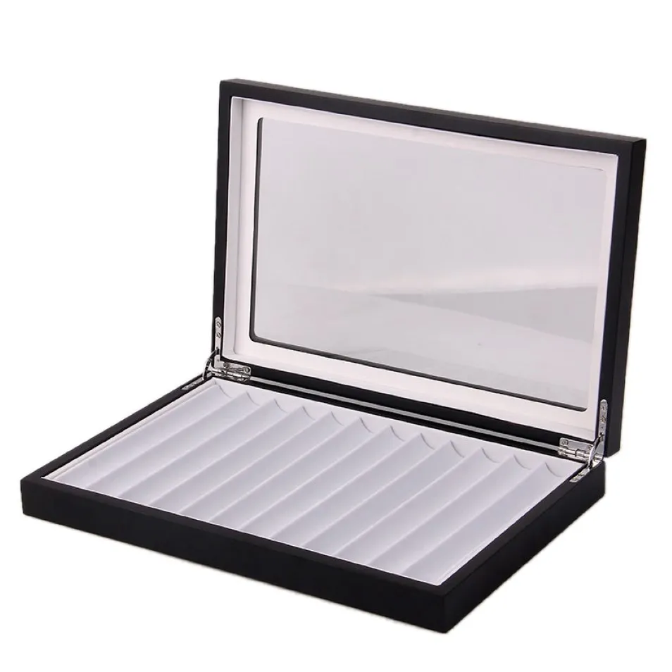 Black Wooden Pen Collection Display Case With Transparent Window ...