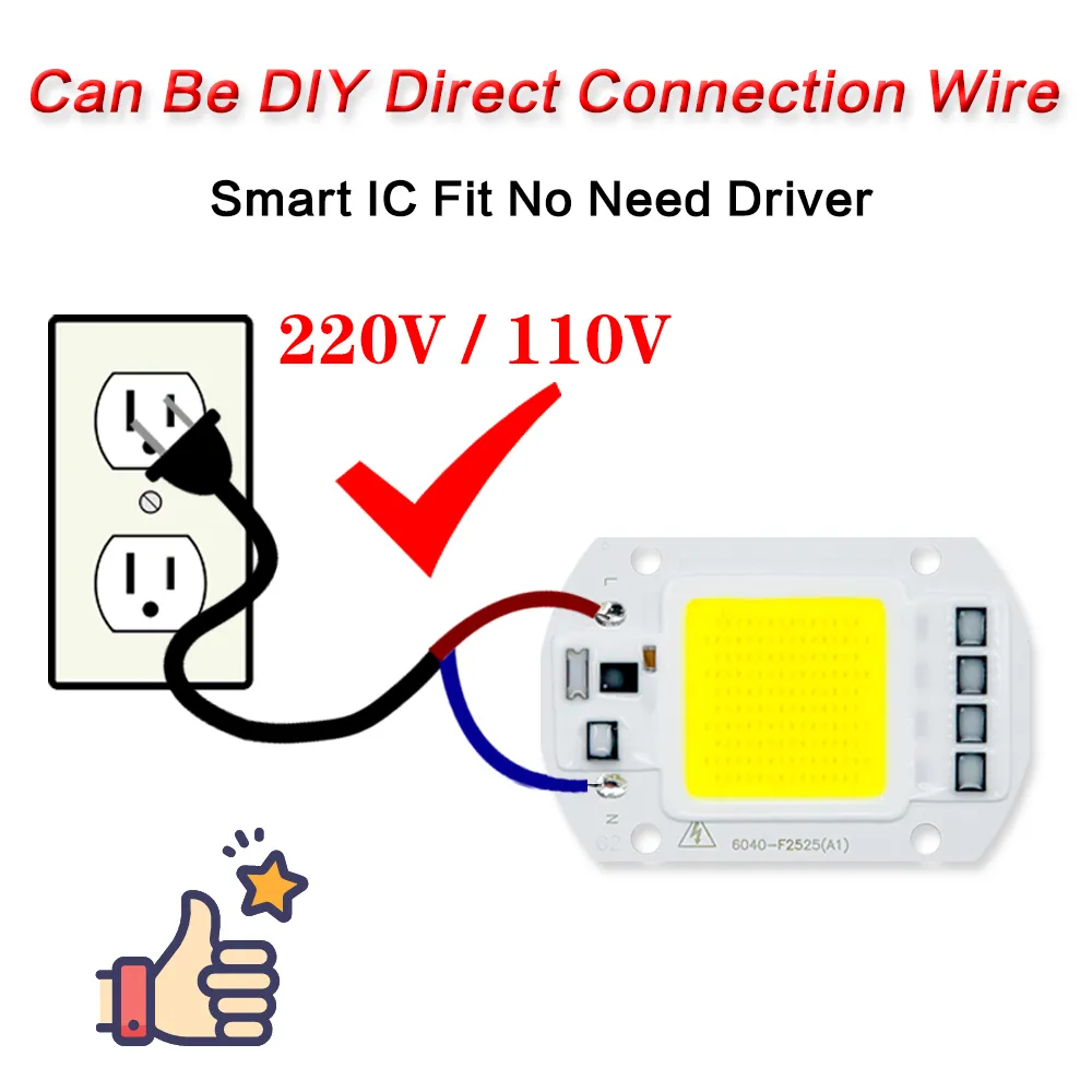 LED Lamp Chip 220V 50W 30W 20W 10W 6040 COB Chips LED Light NO Need ...