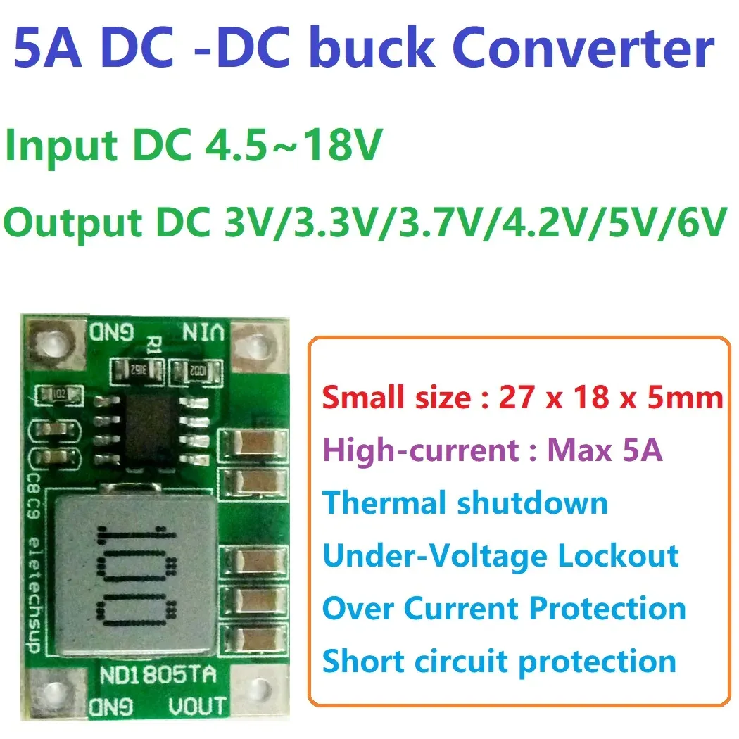 Step Down Power Converter Mini DC DC Buck Module, Adjustable Voltage Regulator 4.5V 18V Input To ...