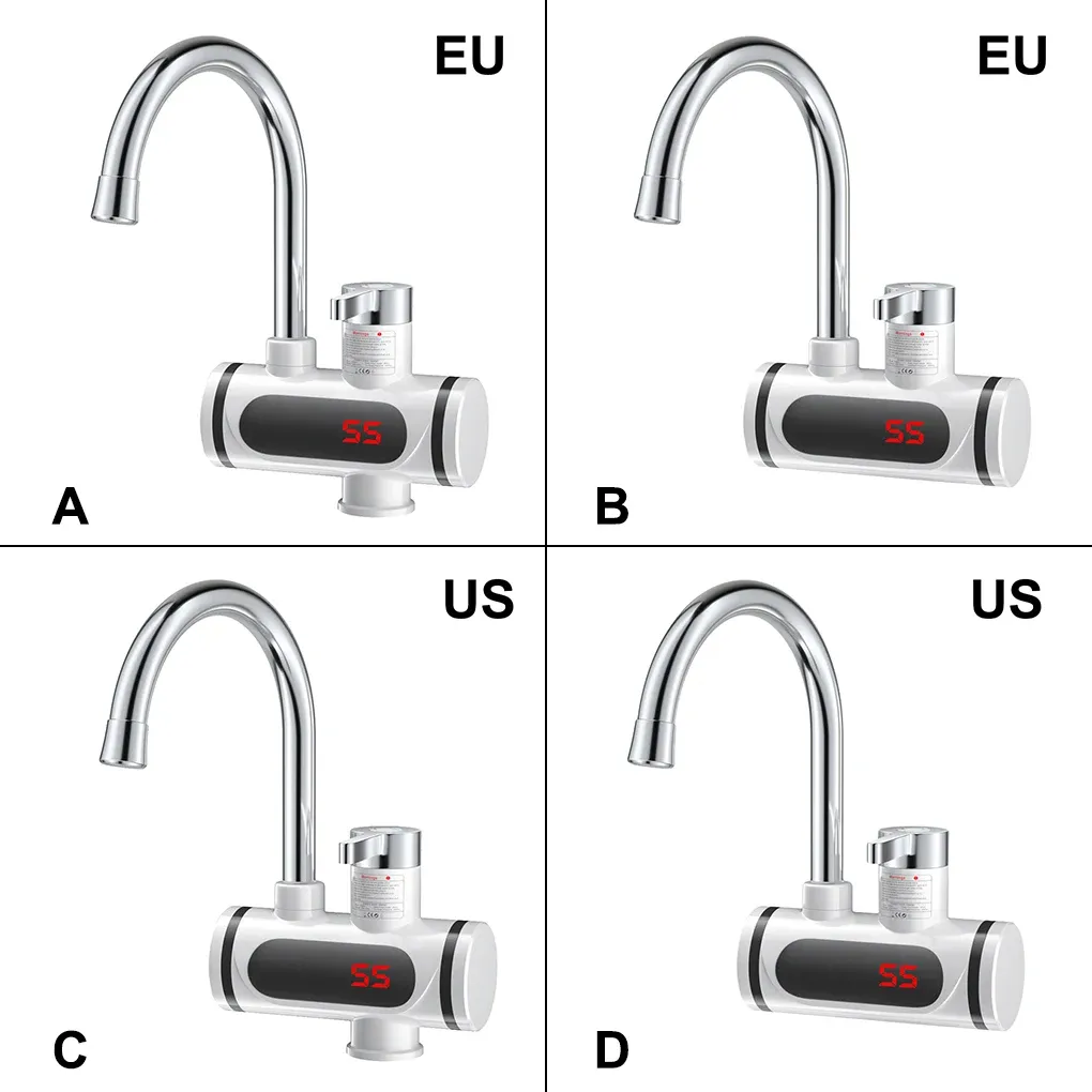 Electric Water Heater Faucet with 360 Degree Rotatable Spout and LED ...