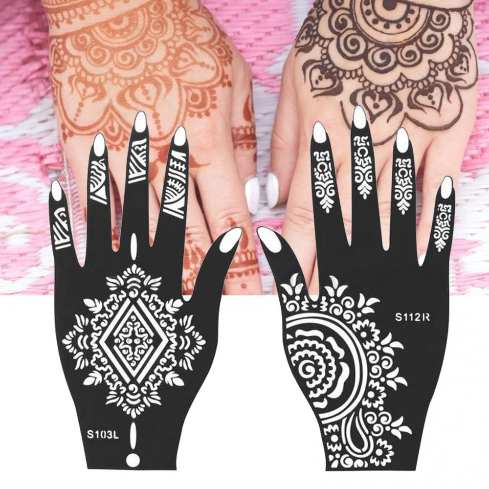 Henna Temporary Tattoo nail airbrush stencils for Women and Men - Body ...