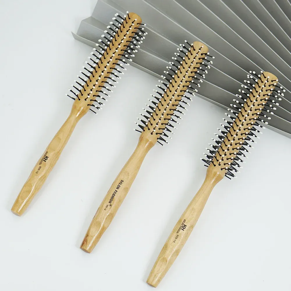DHgate.com:Anti-Static Natural Wooden Round Barrel Hair Comb: Styling ...