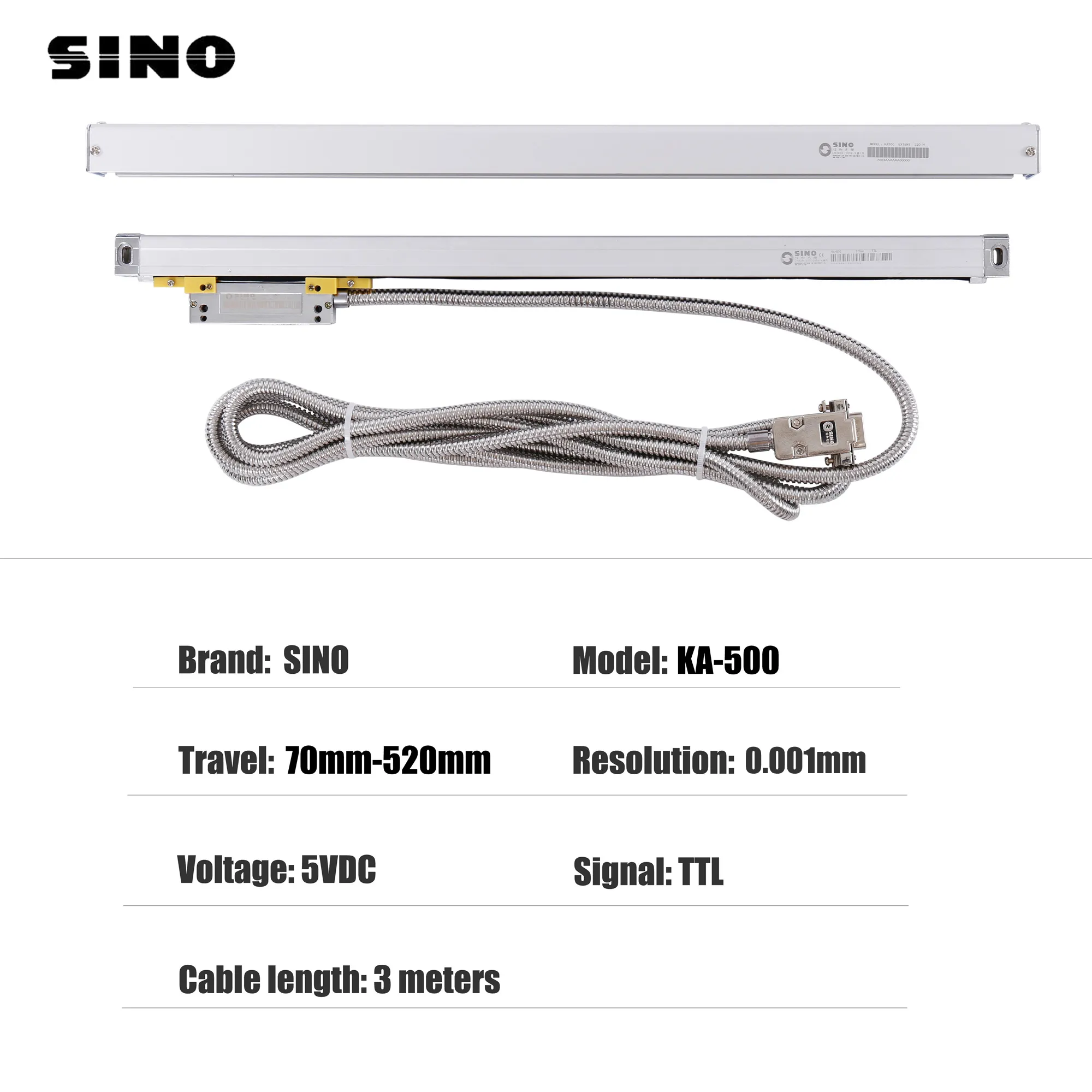 2024SINO KA500 0.001mm Linear Scale, 7 Sizes 1um Optical Encoder Ruler ...