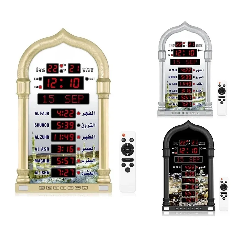 12V Azan Mosque Calendar Muslim Prayer Wall Clock Alarm Islamic Ramadan ...