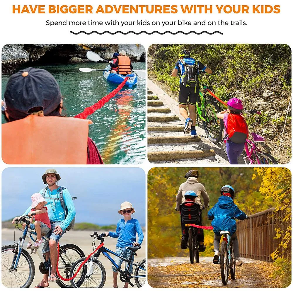 Kids Bike Bungee Tow Rope 6.6 ft Stretch Pull Strap with Reinforced ...