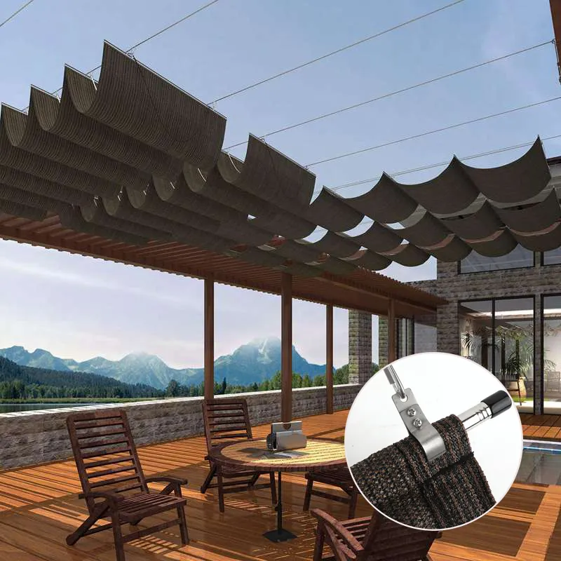 Telescopic Wave Sun shade netting - Brown HDPE Anti-UV Thicken Fabric ...