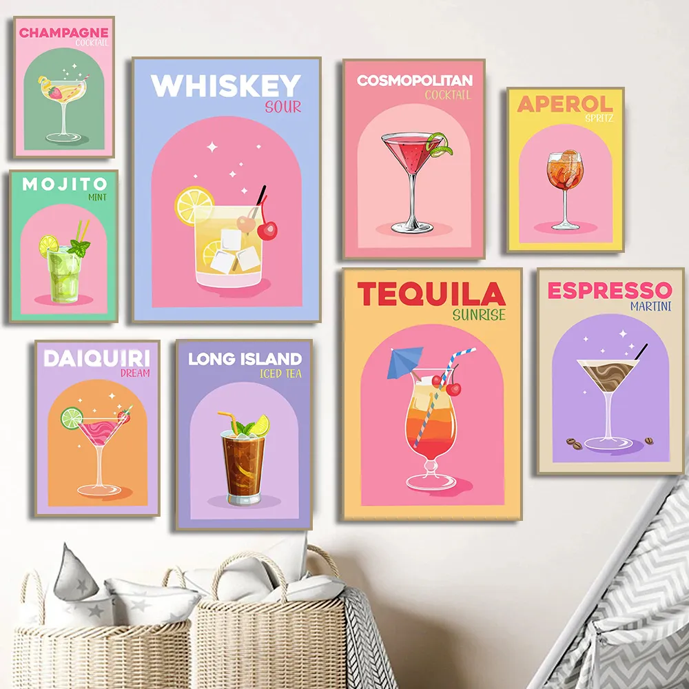 Cocktail Canvas Canvas Wall Art Sets With Fruit Juice, Aperol, Spritz ...