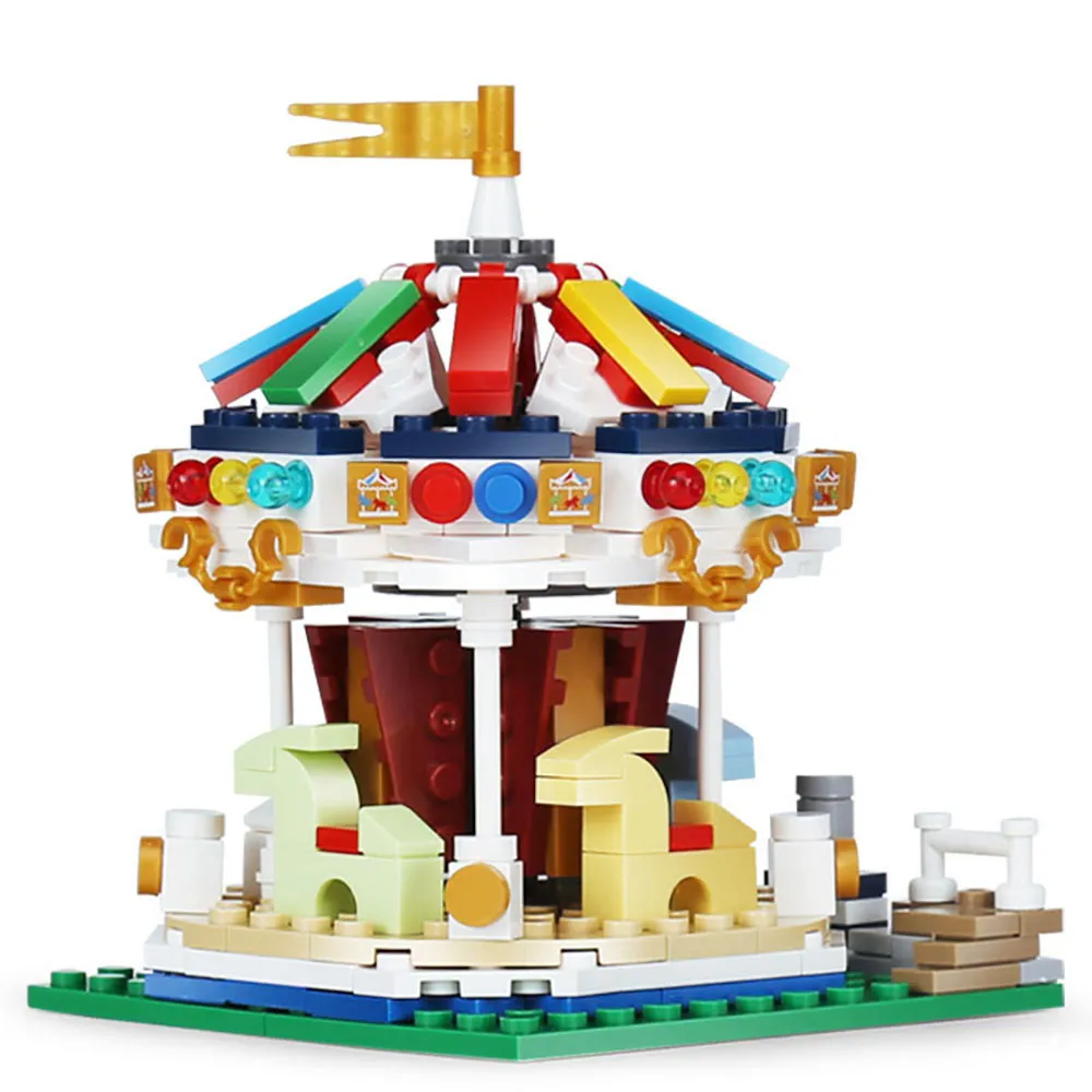 Magnetic Toy Blocks Fairground Carousel Building Set: Amusement Park ...