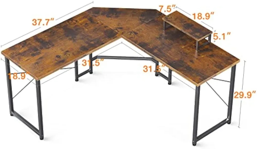 51 Inch L Shaped Gaming Cubicle Desk With Monitor Stand And Sturdy ...