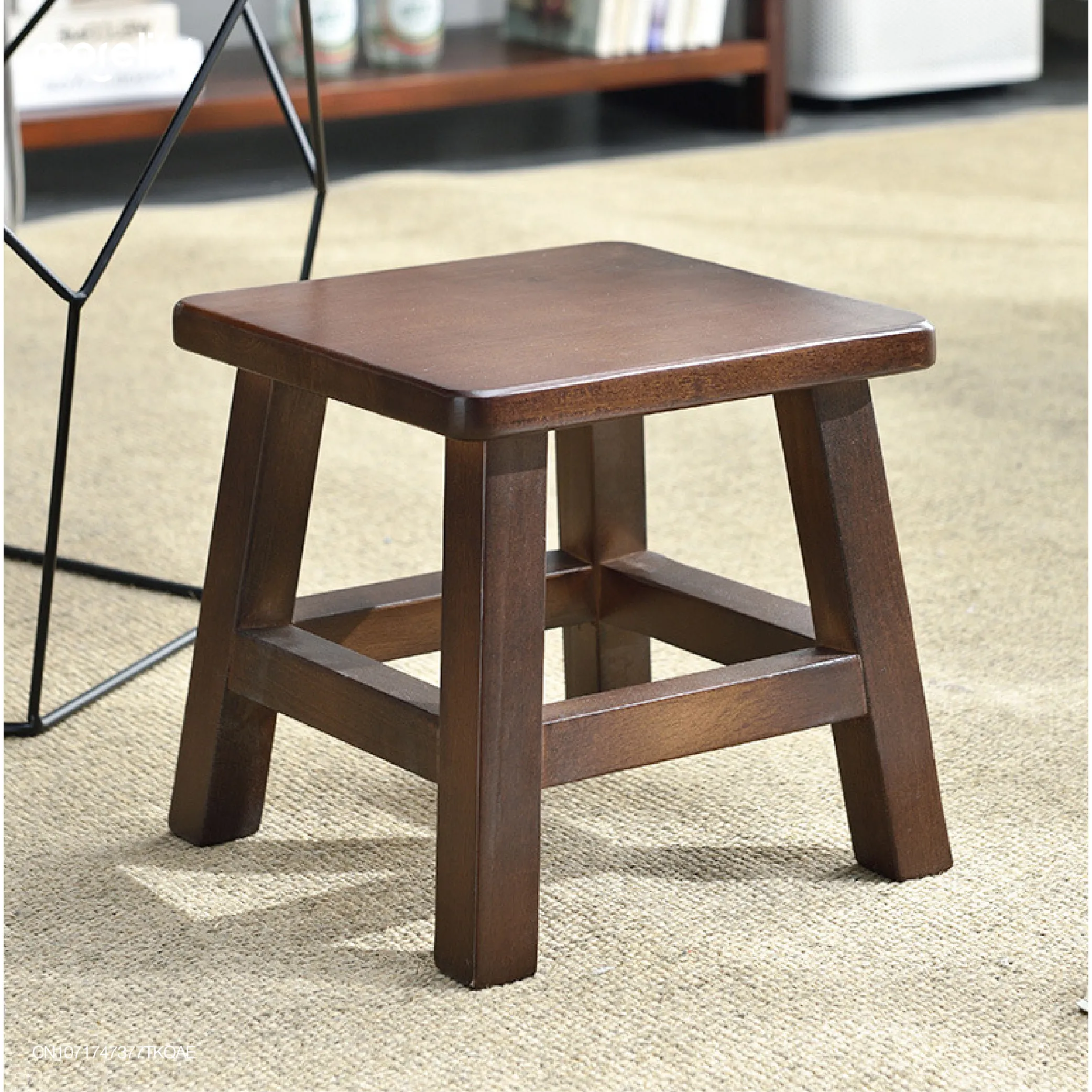 Wooden Step Stool Chair Solid Wood Square Stackable Stool for Living ...