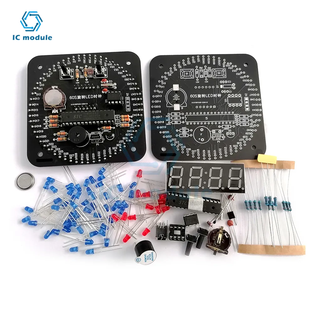 DIY Digital Clock Kit With Led Ticker Board, Alarm, And 51 SCM Learning ...