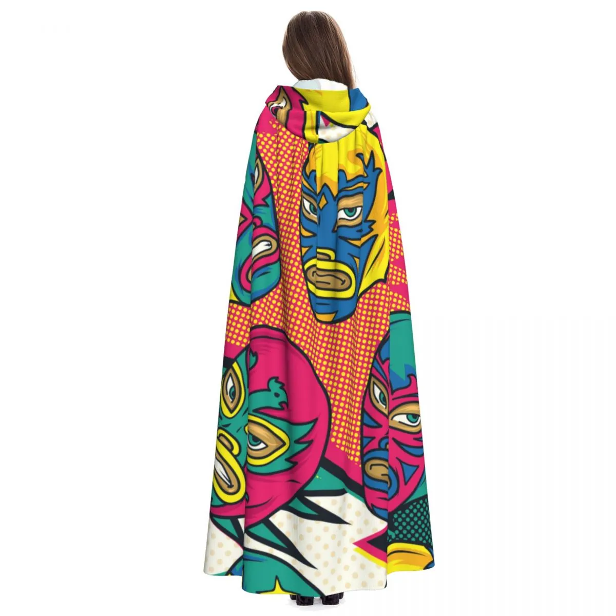 Colorful Mexican Wrestler Luchador Hooded Cloak Polyester Unisex ...
