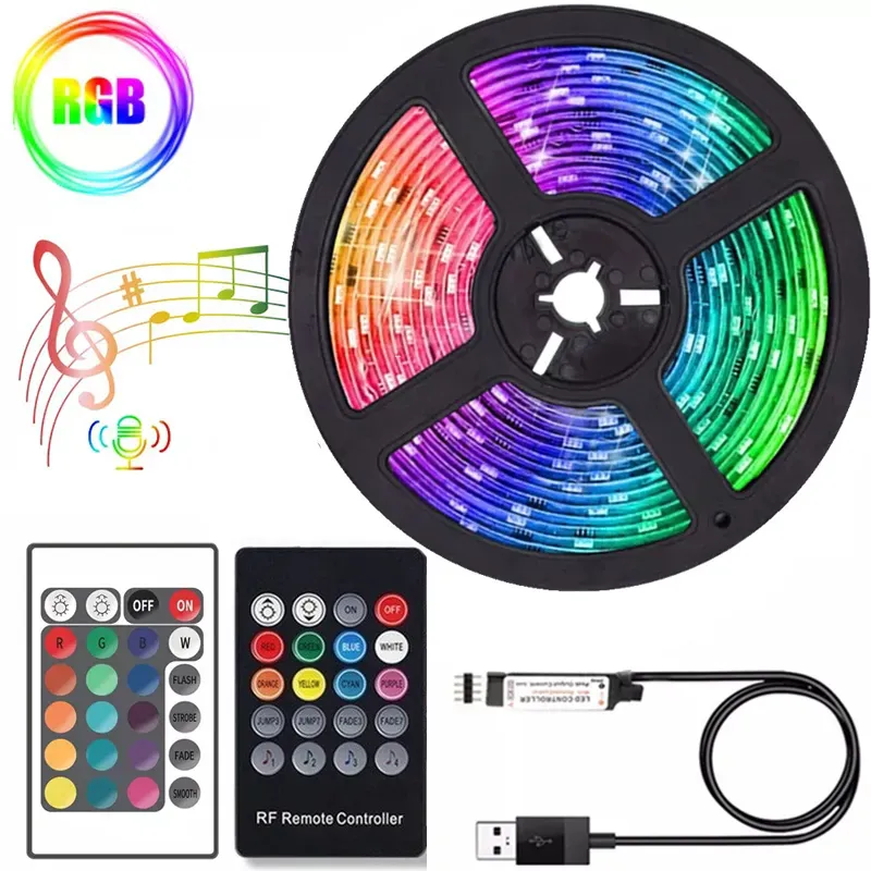 5V USB LED Strip Light, 2835 DC LEDs, Flexible 1M 2M 3M 5M, White Warm ...