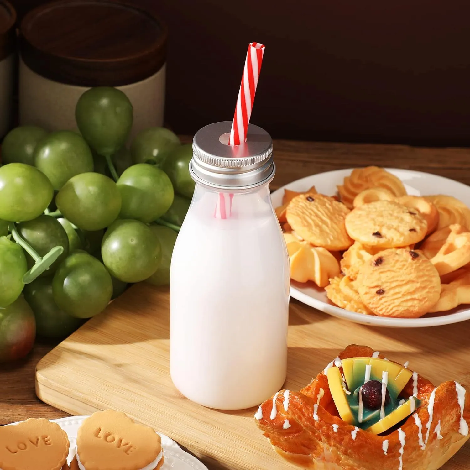 DHgate.com:7oz Reusable Plastic Milk Bottles with Straws: Multicolor ...