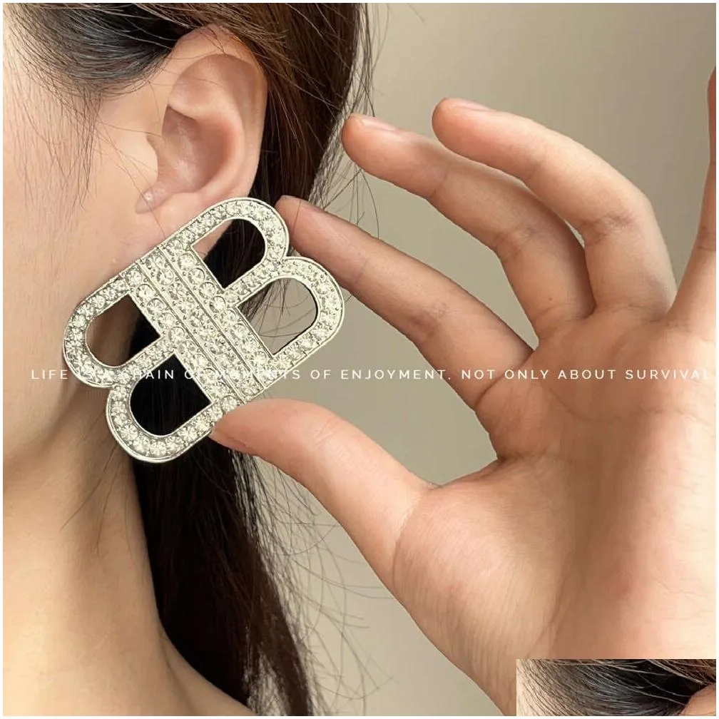 Double B Letter Stud Earrings with Black Jade in 18K Gold Plated Copper ...