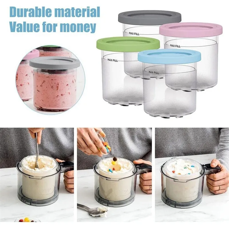 DHgate.com:Ninja Creami Pint Containers with Lids (Pack of 4), Non-Slip ...