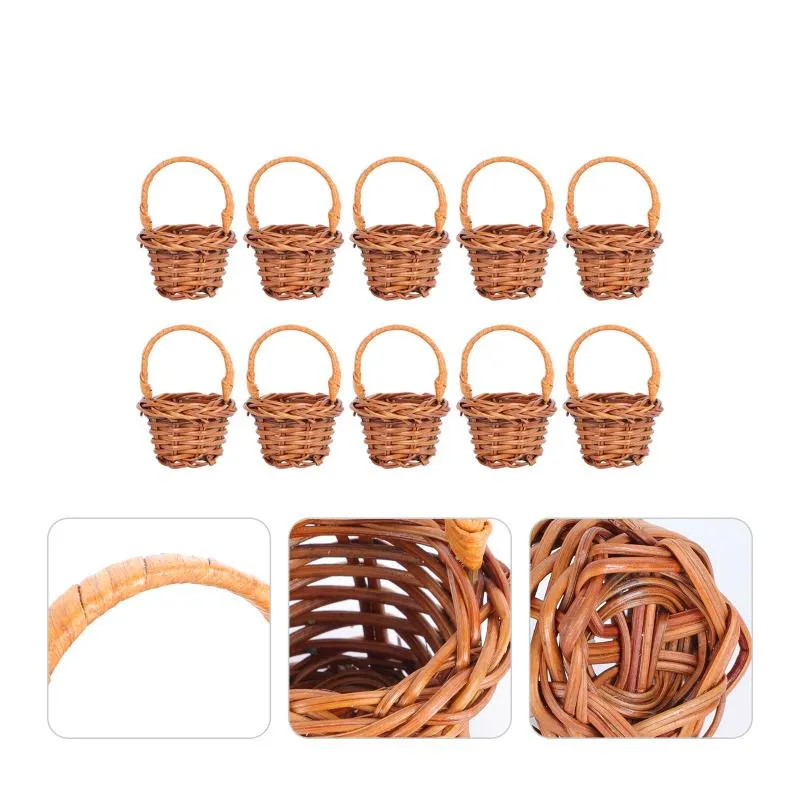 Mini Wicker Baskets with Handle for Flowers, Small Fruit Storage, Bread, Favors, Candy ...