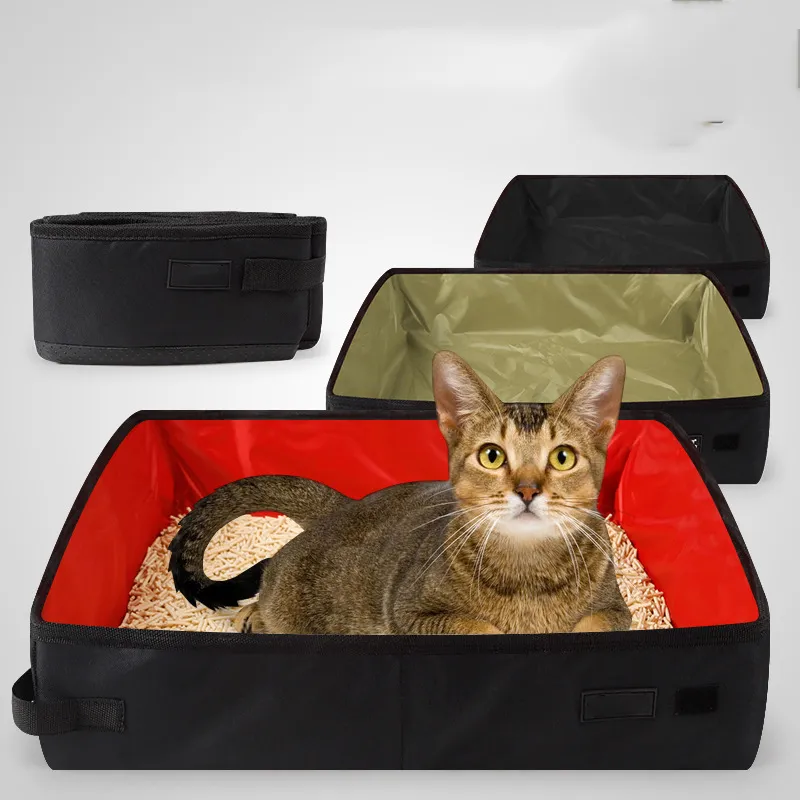 Portable Waterproof Foldable Foldable Cat Litter Box For Outdoor Travel ...