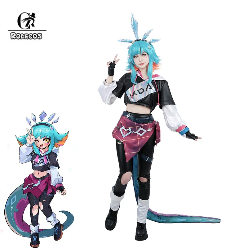 ROLECOS Neeko Cosplay Costume Women Full Set with Tails for Game LOL ...