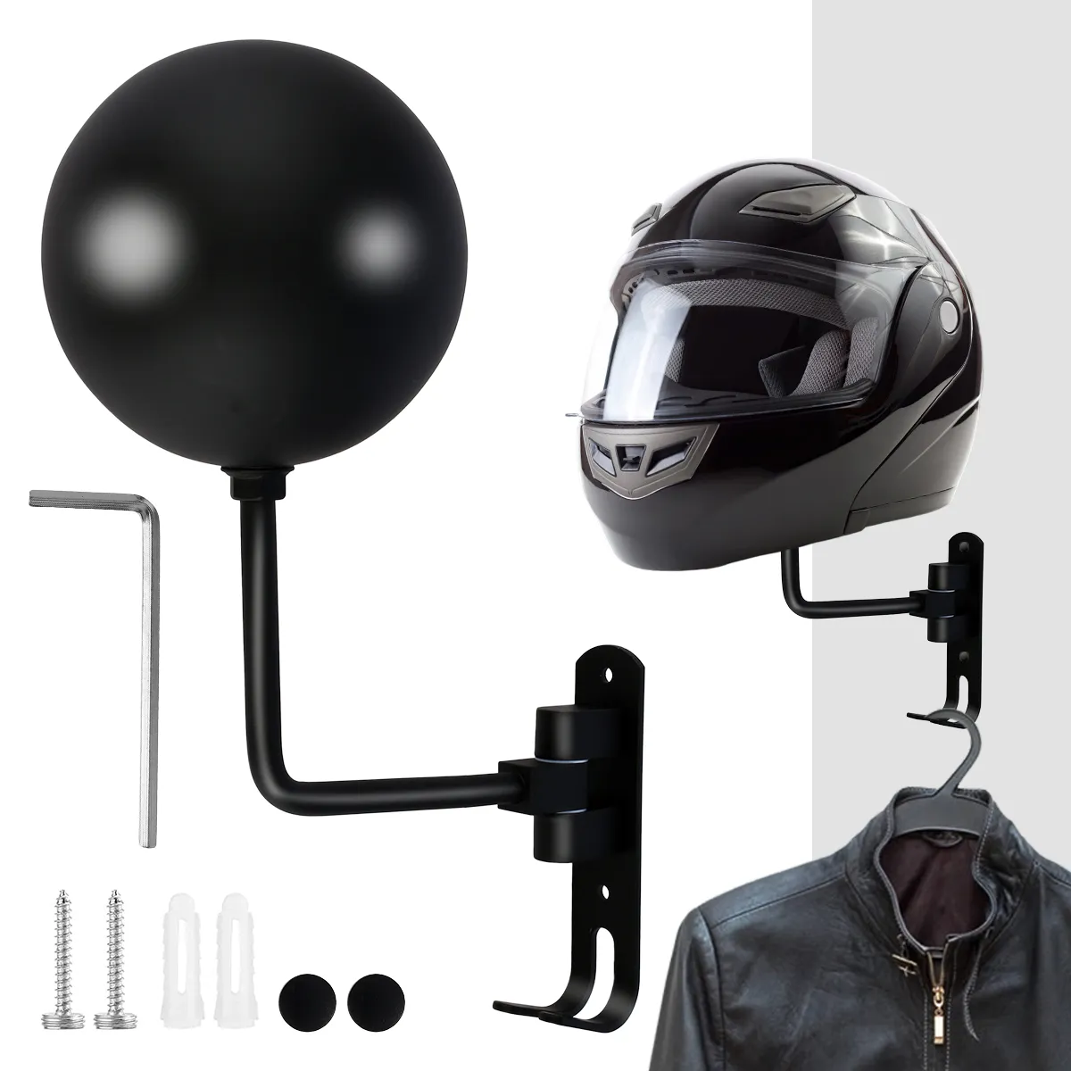 Motorcycle Helmet Rack Wall Mount Helmet Display Holder With Hook 180 ...