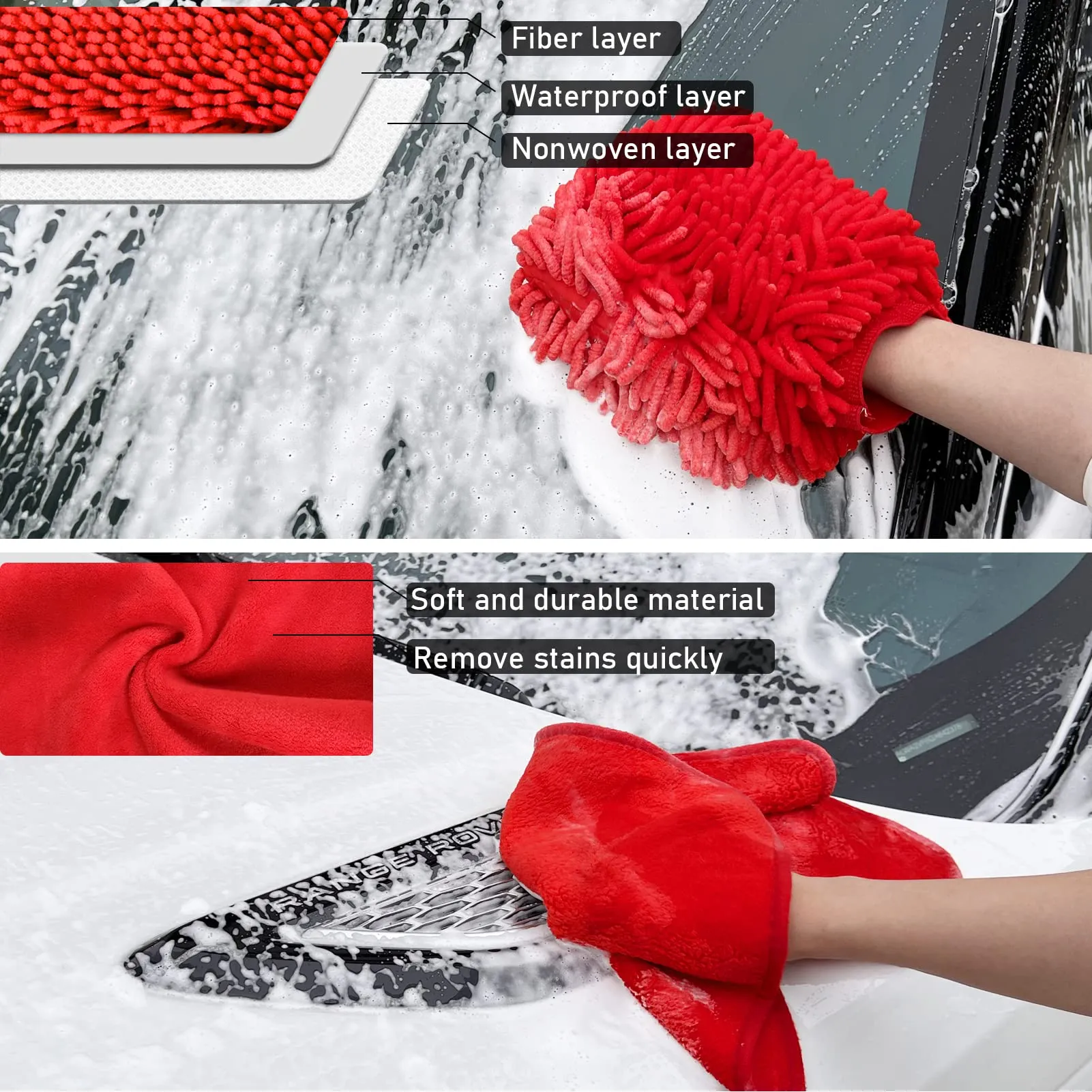 Car Detailing Brush Set with Wool Sponge Pads and Microfiber Polishing ...