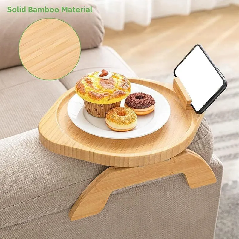 Natural Pine Wood Sofa Tray Couch Arm Table Sofa Armrest Clip On Tray ...
