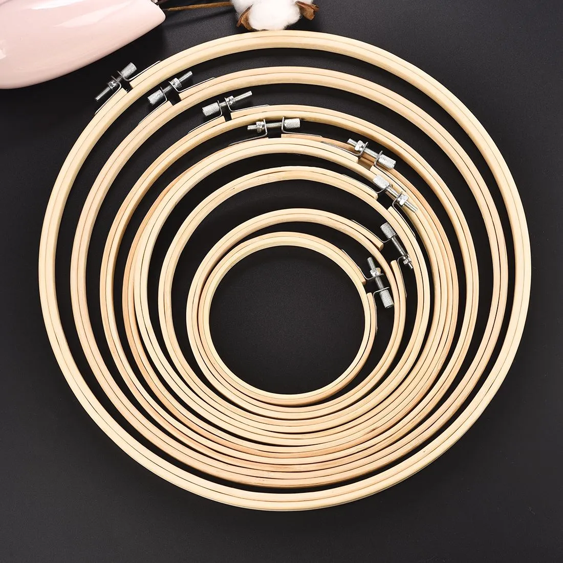 Wooden Bamboo Embroidery Hoop Set 10-30 cm Adjustable Diameter for ...