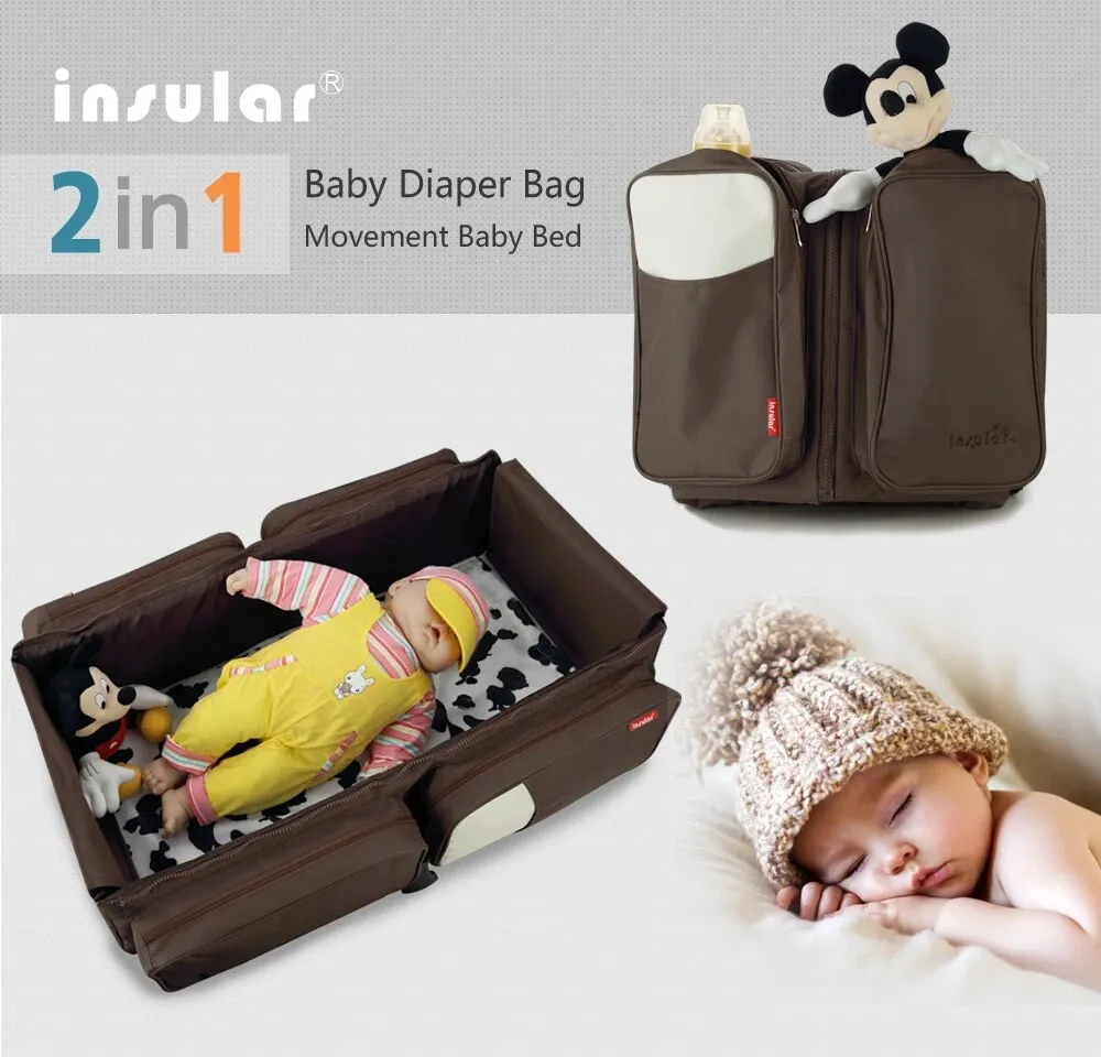 Multifunctional Waterproof Messenger Diaper Bag with Baby Bed, Changing ...