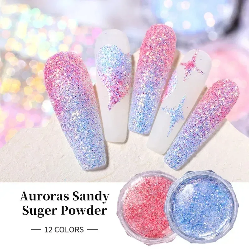Aurora Nail Art Powder Set: 12 Iridescent Colors, Dreamy Opal Dust for ...