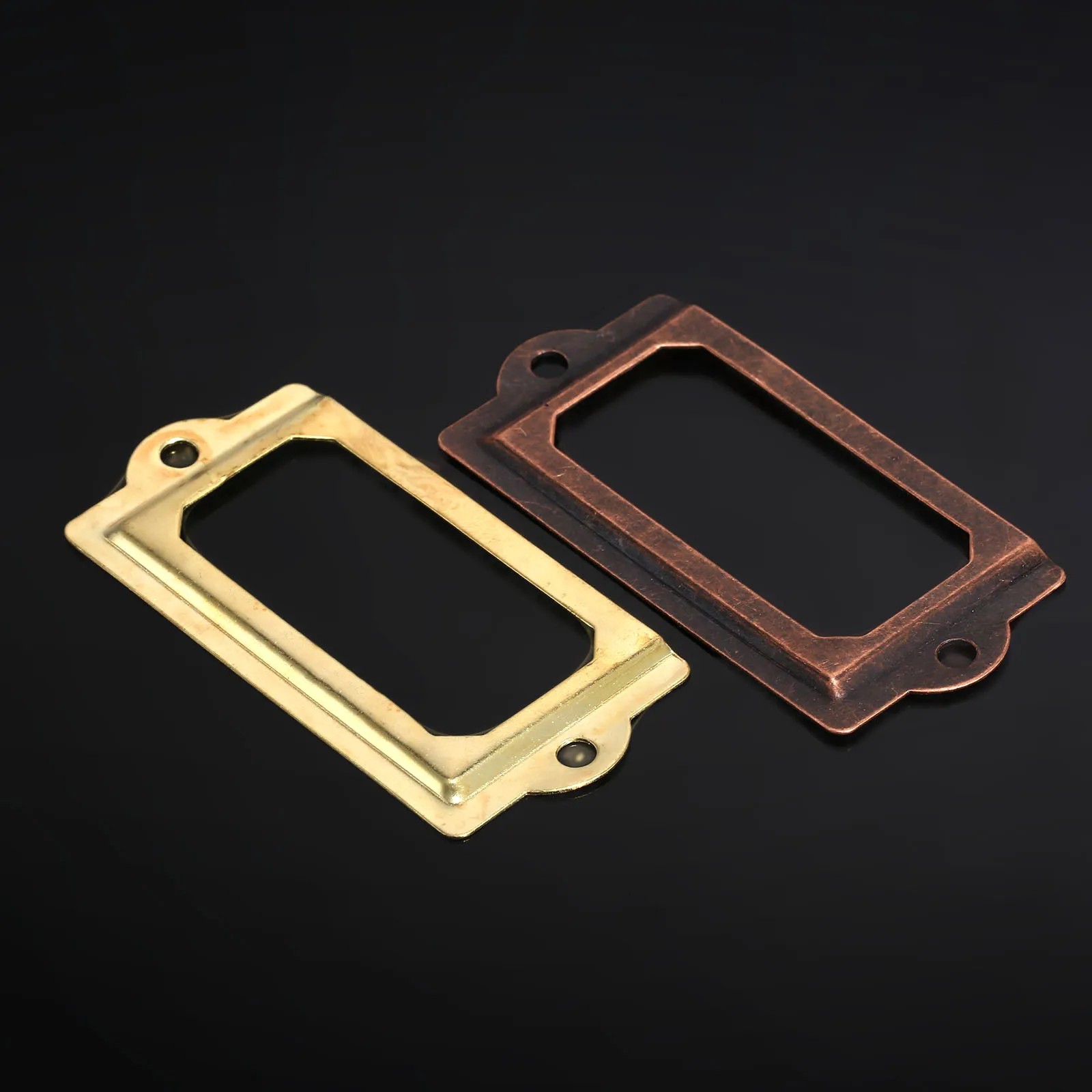 Antique Brass Metal Label Pull Frame Handle File Drawer Cabinet Box 2 ...