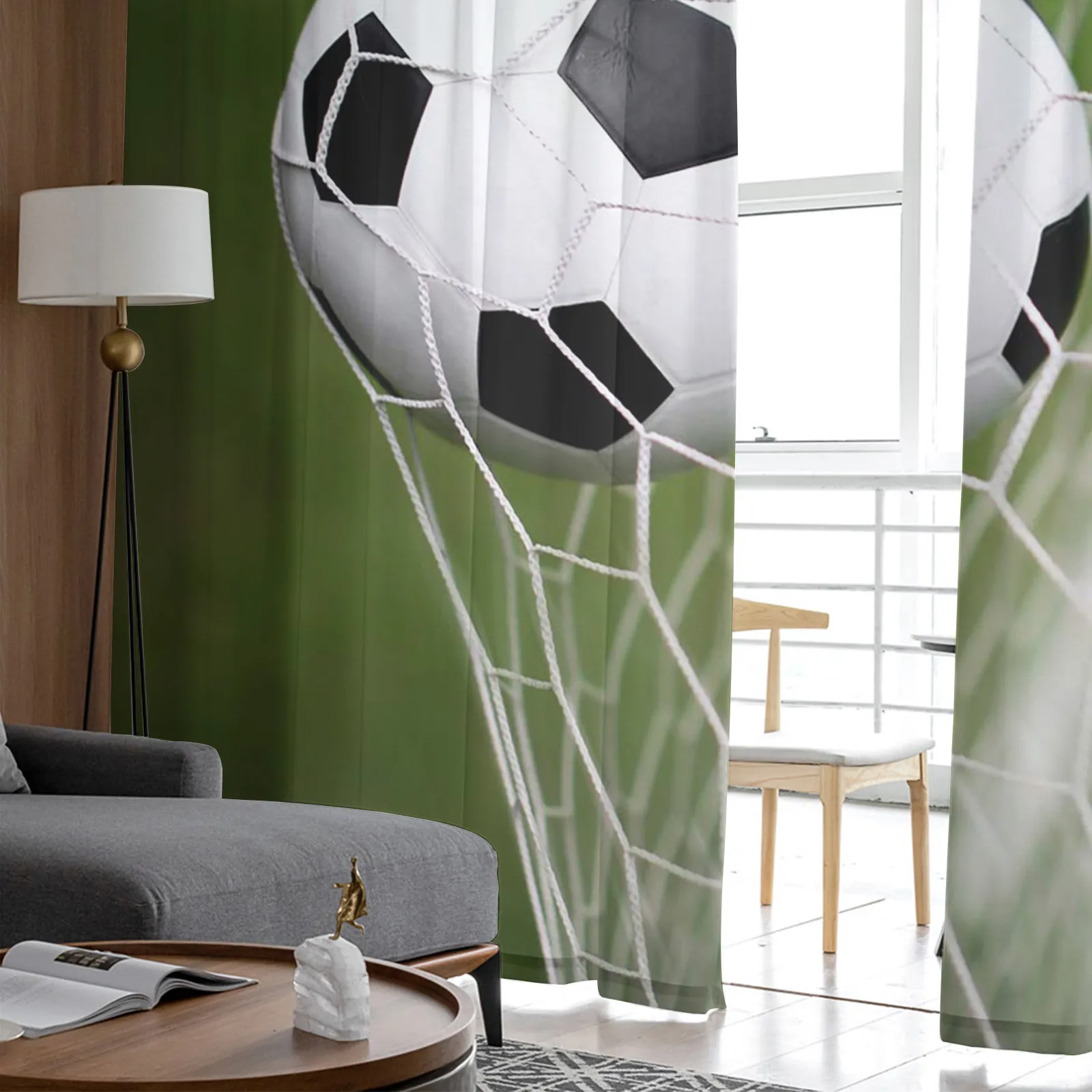 Sheer Voile Football Goal Net Curtains for Living Room, Bedroom ...
