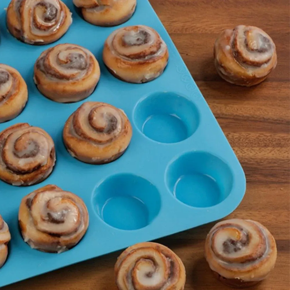 Round Silicone Mold for Baking Miniature Cupcakes and Cookies Non-Stick ...