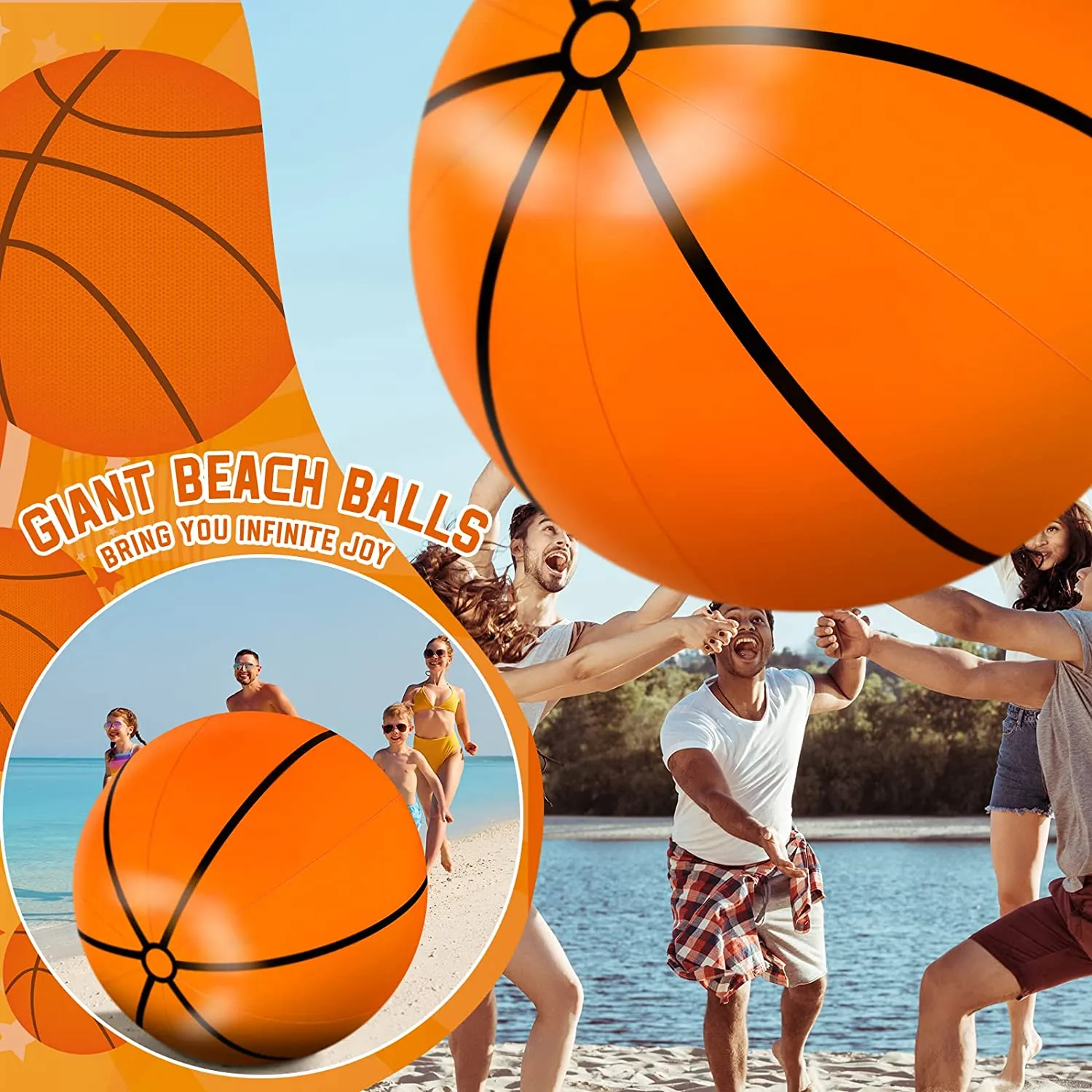 200CM Inflatable Beach Balls - Giant Pool Balls for Summer Outdoor ...