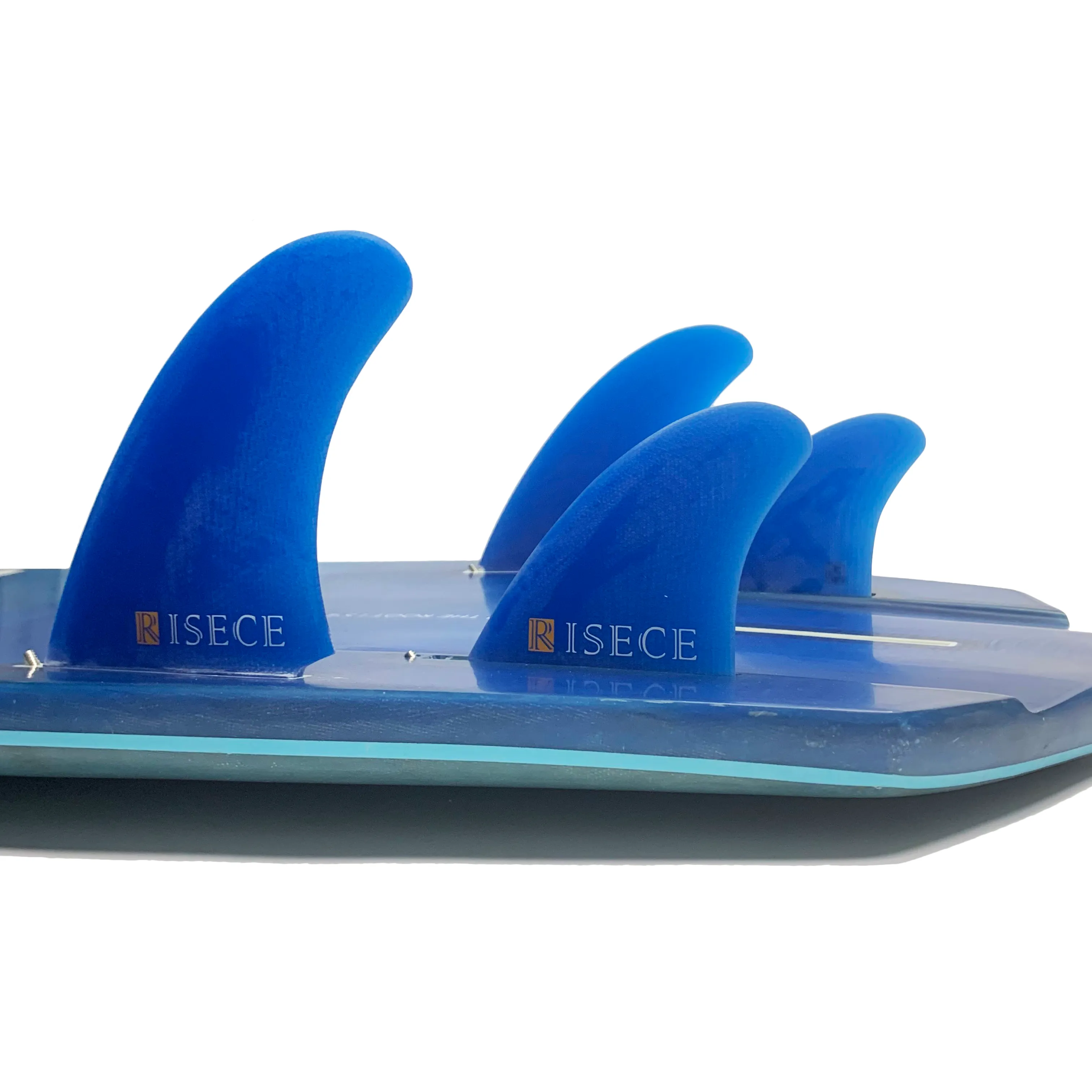RISECE FCS 2 GFK Fiberglass Quad Surfboard Fins Raw Sanded Blue Glass ...