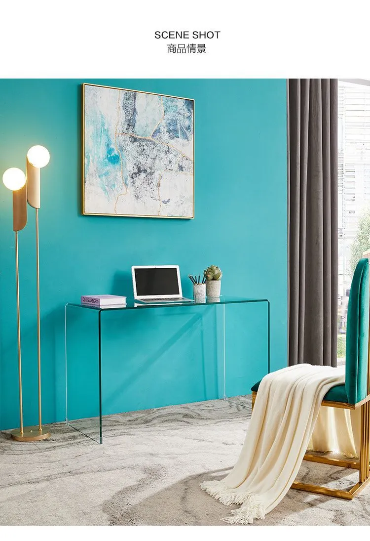 Glass Computer Desk | Modern Transparent PC Table For Home Office Small ...
