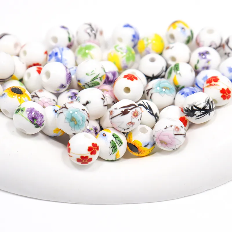 Porcelain Round Ceramic Beads for Jewelry Making, DIY Necklace Bracelet ...