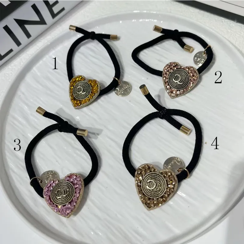 Rhinestone Heart Elastic Hair Band with Heart Letter Accent Fashion ...