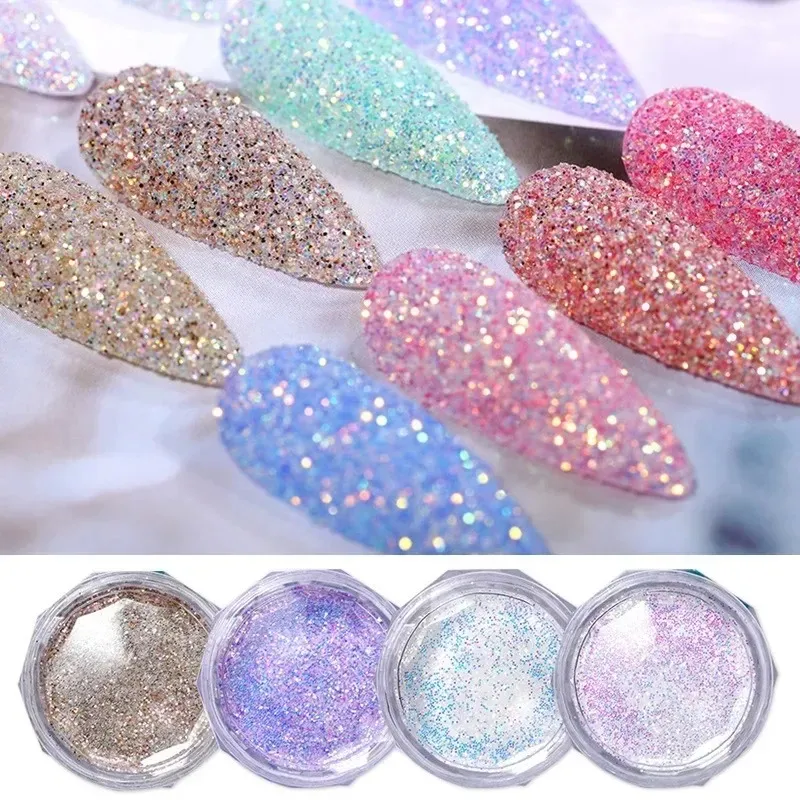 Aurora Nail Art Powder Set: 12 Iridescent Colors, Dreamy Opal Dust for ...