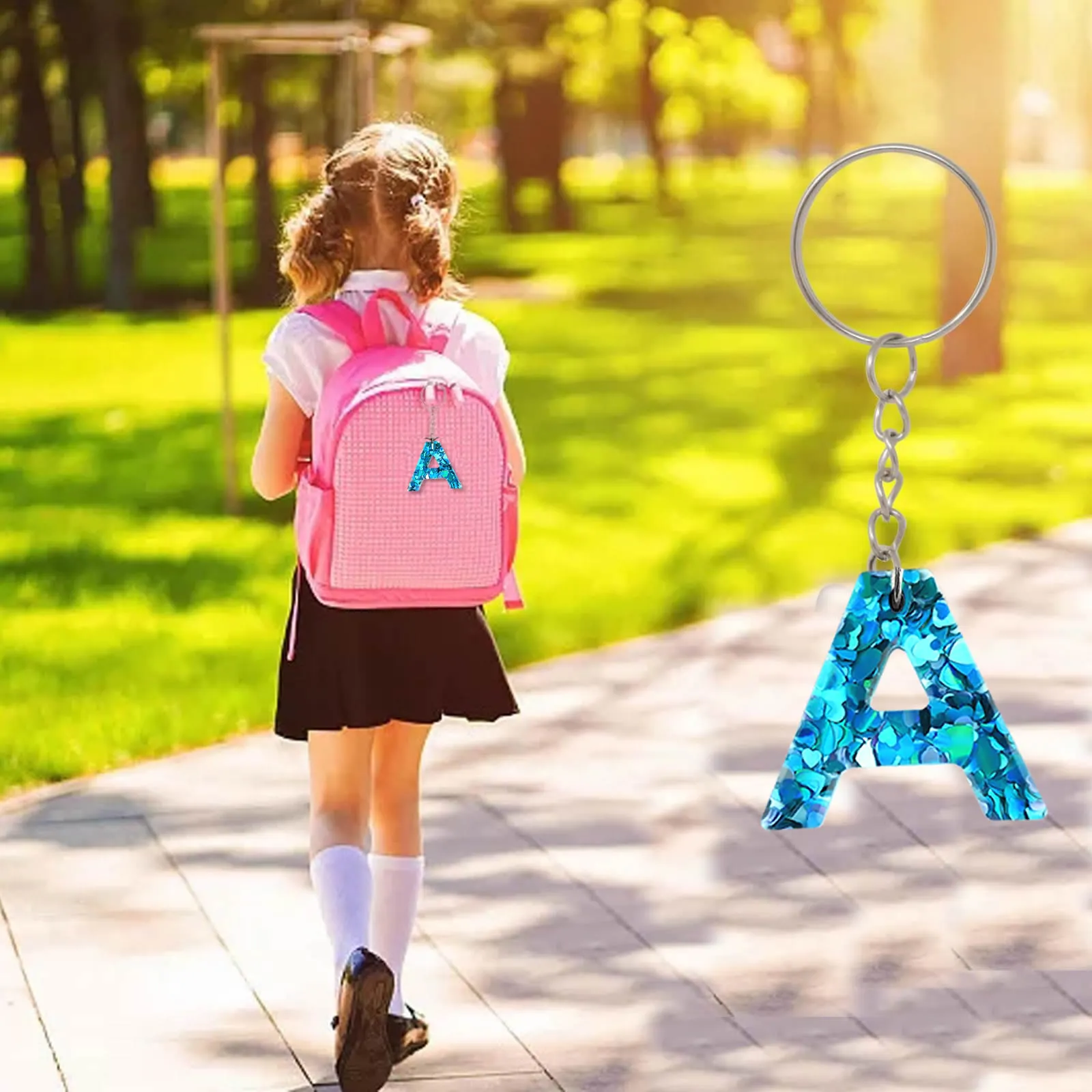 DHgate.com:Blue Sequins Alphabet Initial Letter Keychain Cute Resin Key ...