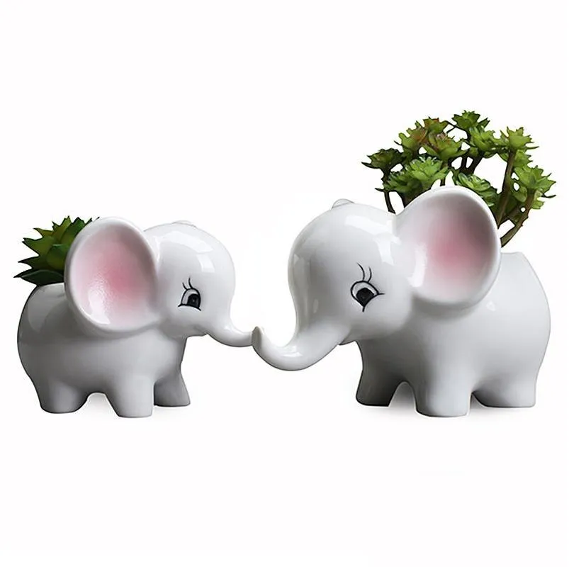 Planters & Pots Elephant Ceramic Flower Pot Fleshy Flowerpot European ...