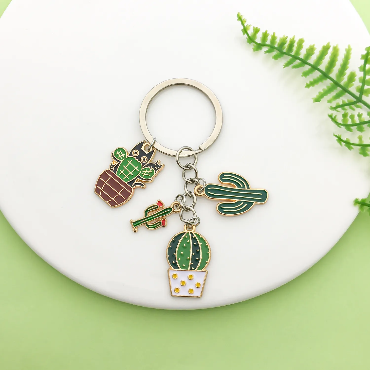 Vibrant Alloy Enamel Plant Keyring - Stylish Accessory for Backpacks ...