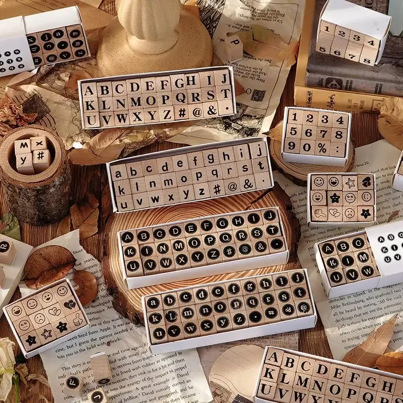 Retro Rubber Stamps Vintage Style Wooden Letter Stamp Set, Includes 4 ...