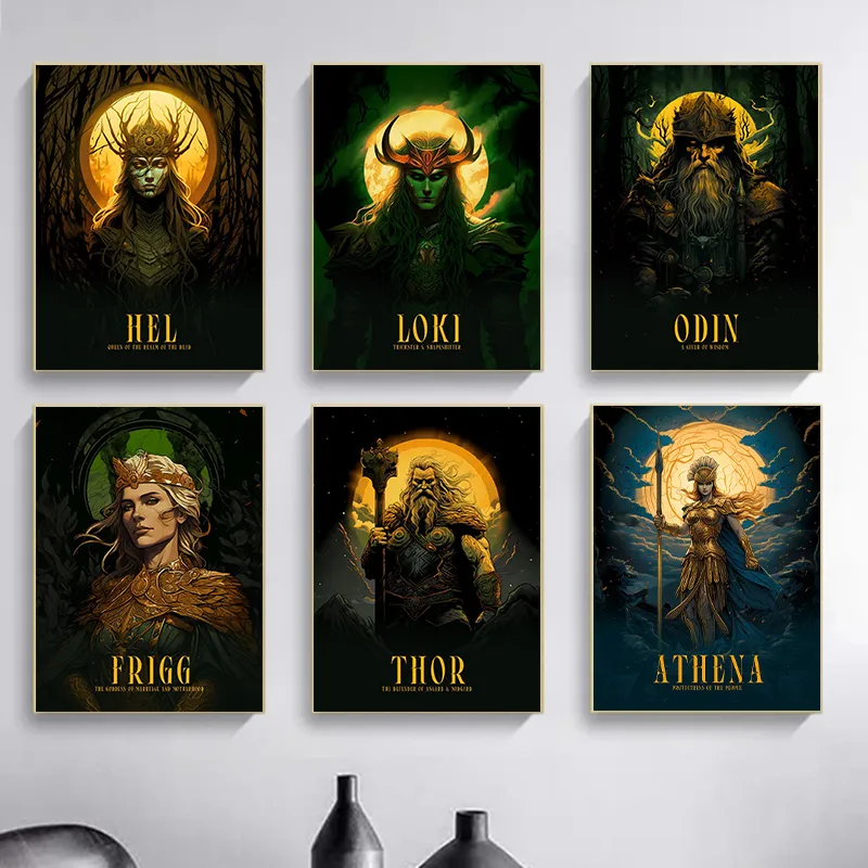 Retro Norse Greek With Slavic Gods Posters Mythological Characters ...