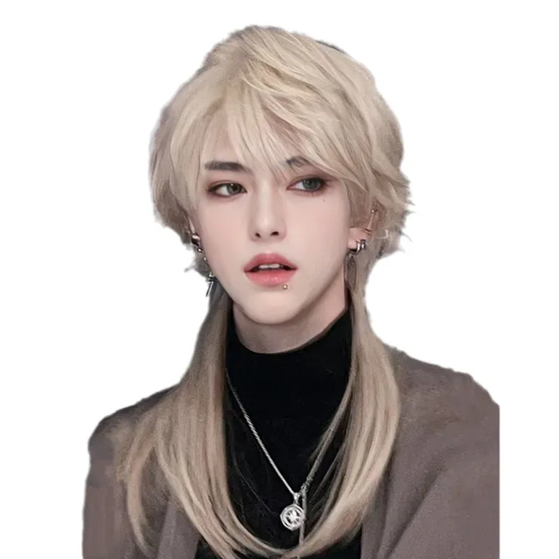 Wigs for Men Secondary Cos Wolf Tail Mullet Head Styling Medium Long ...