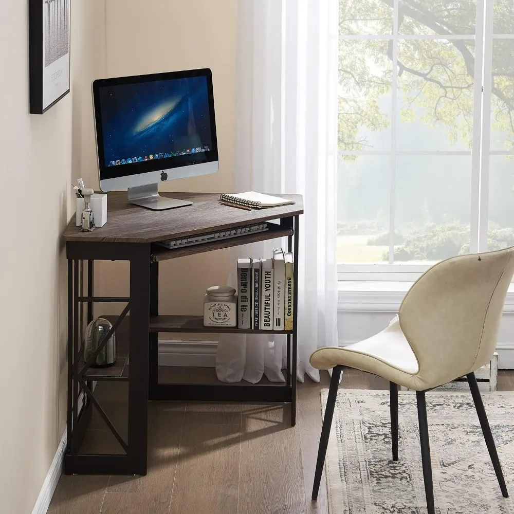 corner office desk with keyboard tray