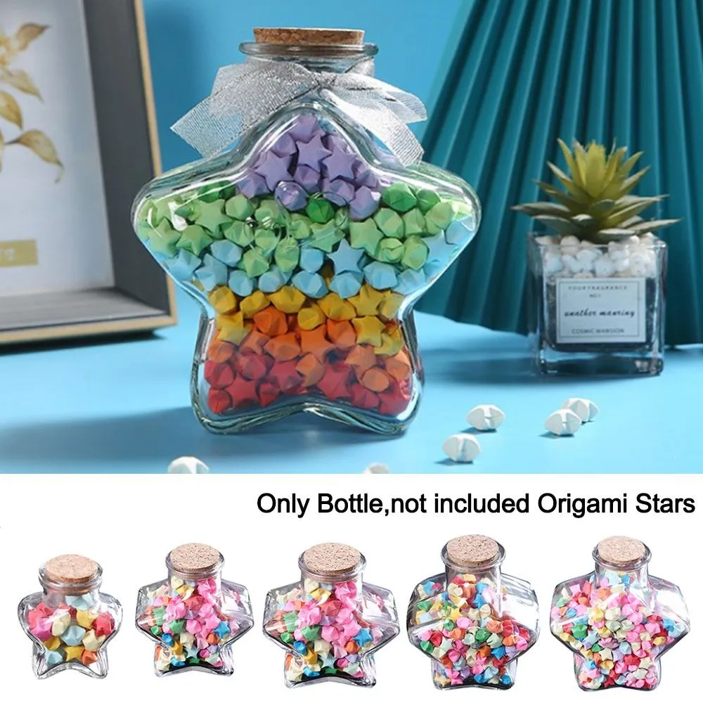 Creative Crafted Pentagram Glass Bottle Clear Origami Stars Shape ...