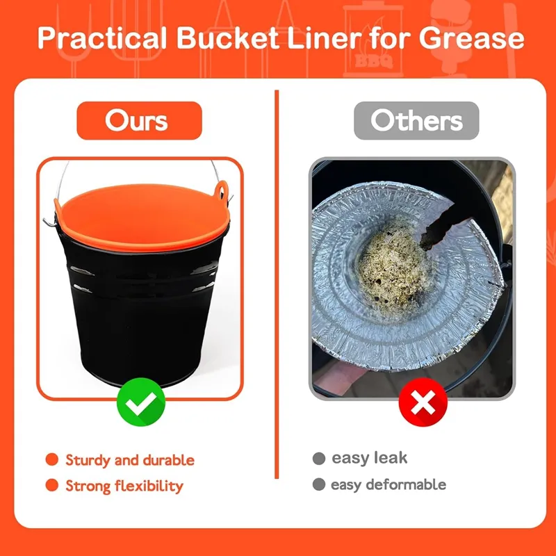 Reusable Silicone Grease Bucket Liners Compatible with Traeger, Pit ...