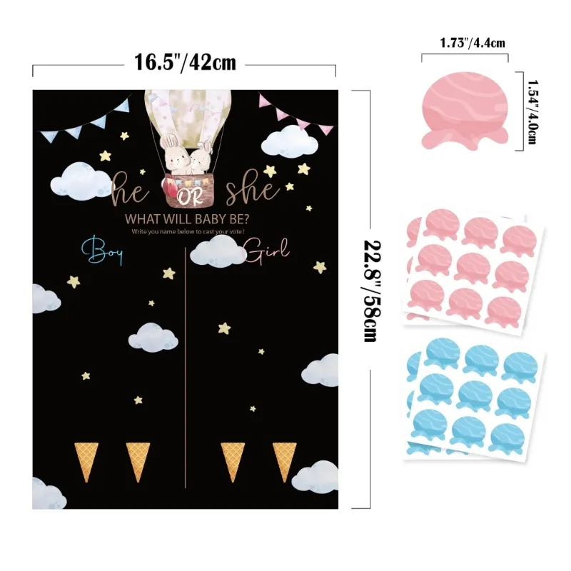 Rabbits Decor Gender Reveal Voting Poster With Stickers For Baby Shower ...